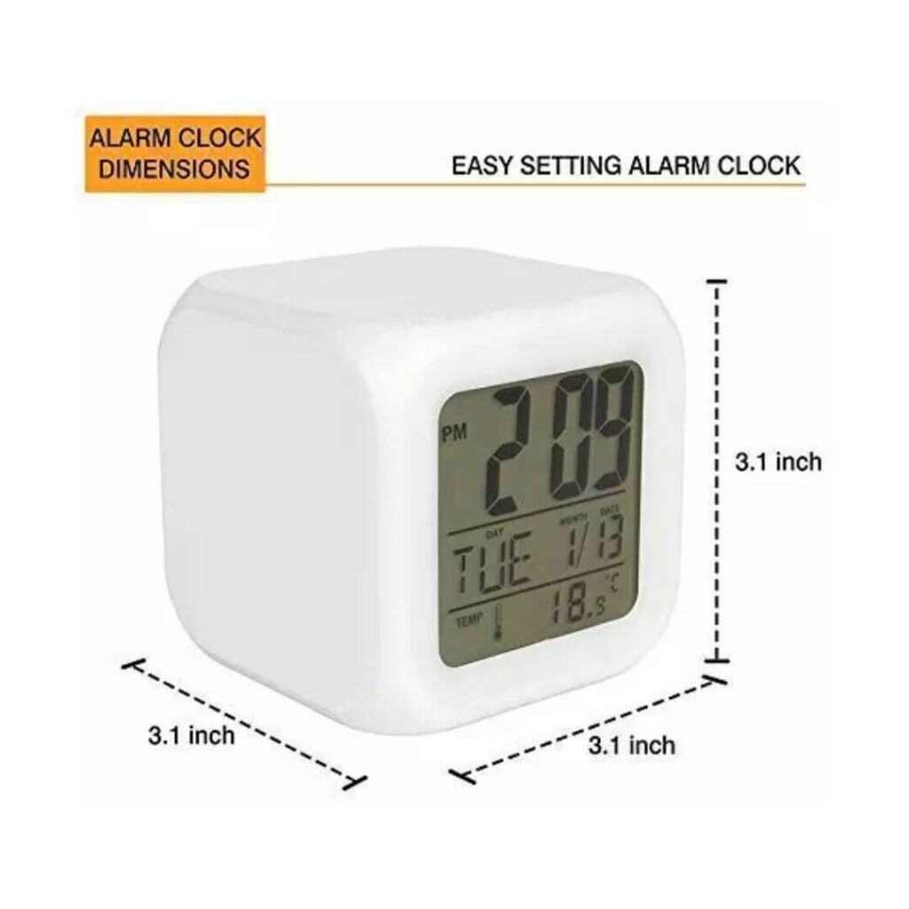 Colorful Cube Digital Display Clock Alarm - Light Effect