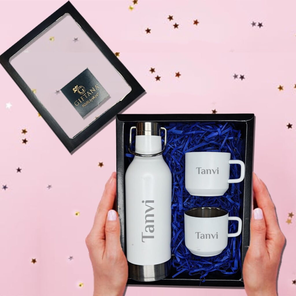 Flask with Tea Cups 3 in 1 Gift Set | GiftanaIndia