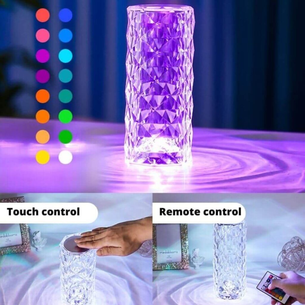 Rose Diamond Crystal Touch Lamp - Luxury Table Lamp