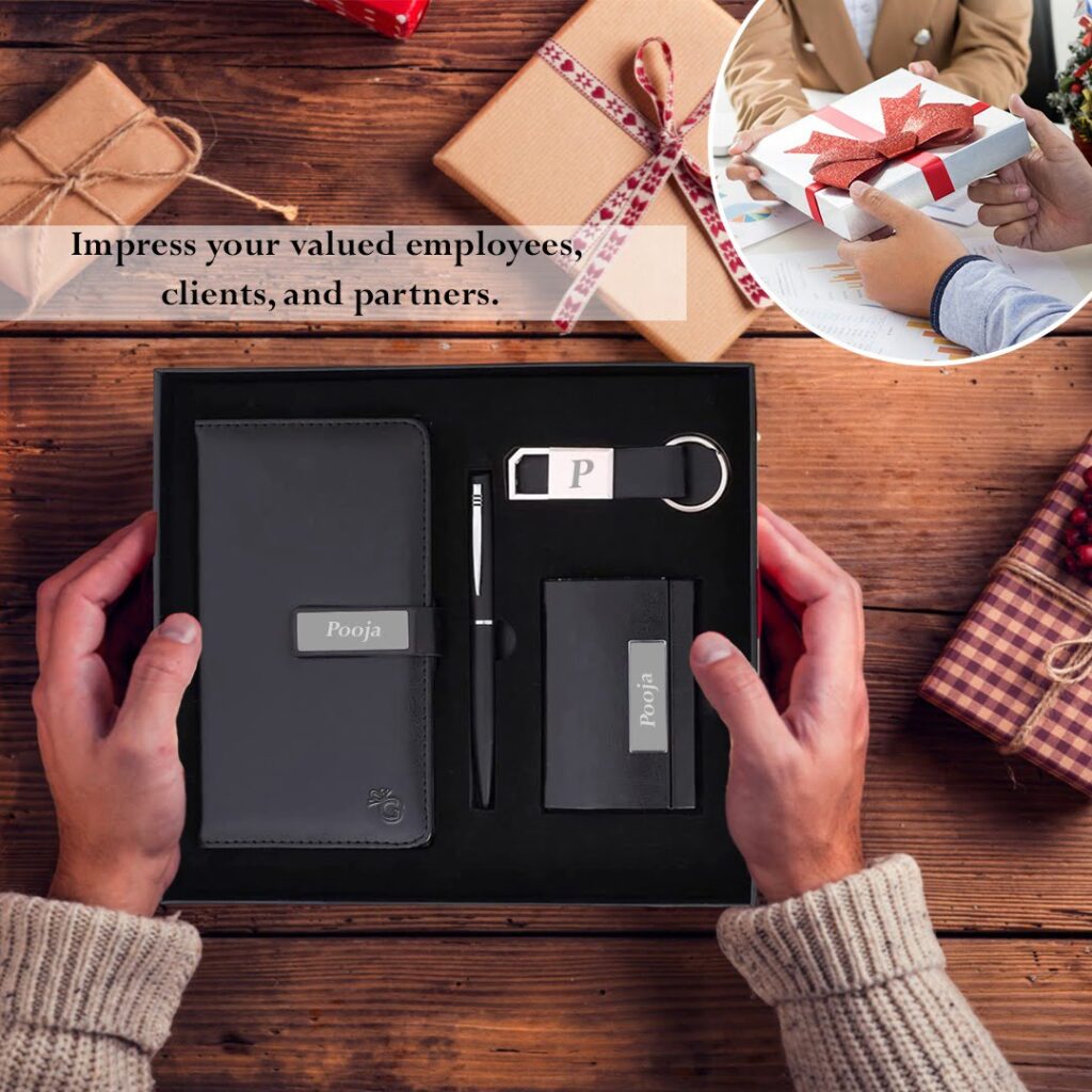 Leather Organizer Diary Pen Keychain Cardholder 4 in 1 Gift Set